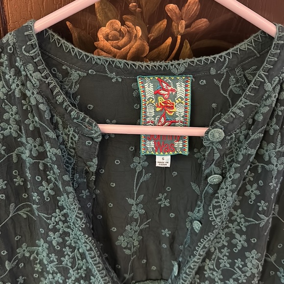Johnny Was | Tops | Johnny Was Embroidered Tunic Turquoise | Poshmark